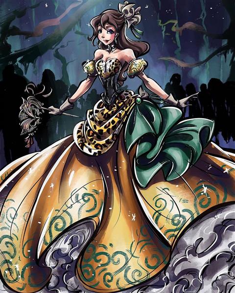 پرنسس زیبا در لباسی بلند نقاشی دیجیتال 1530275