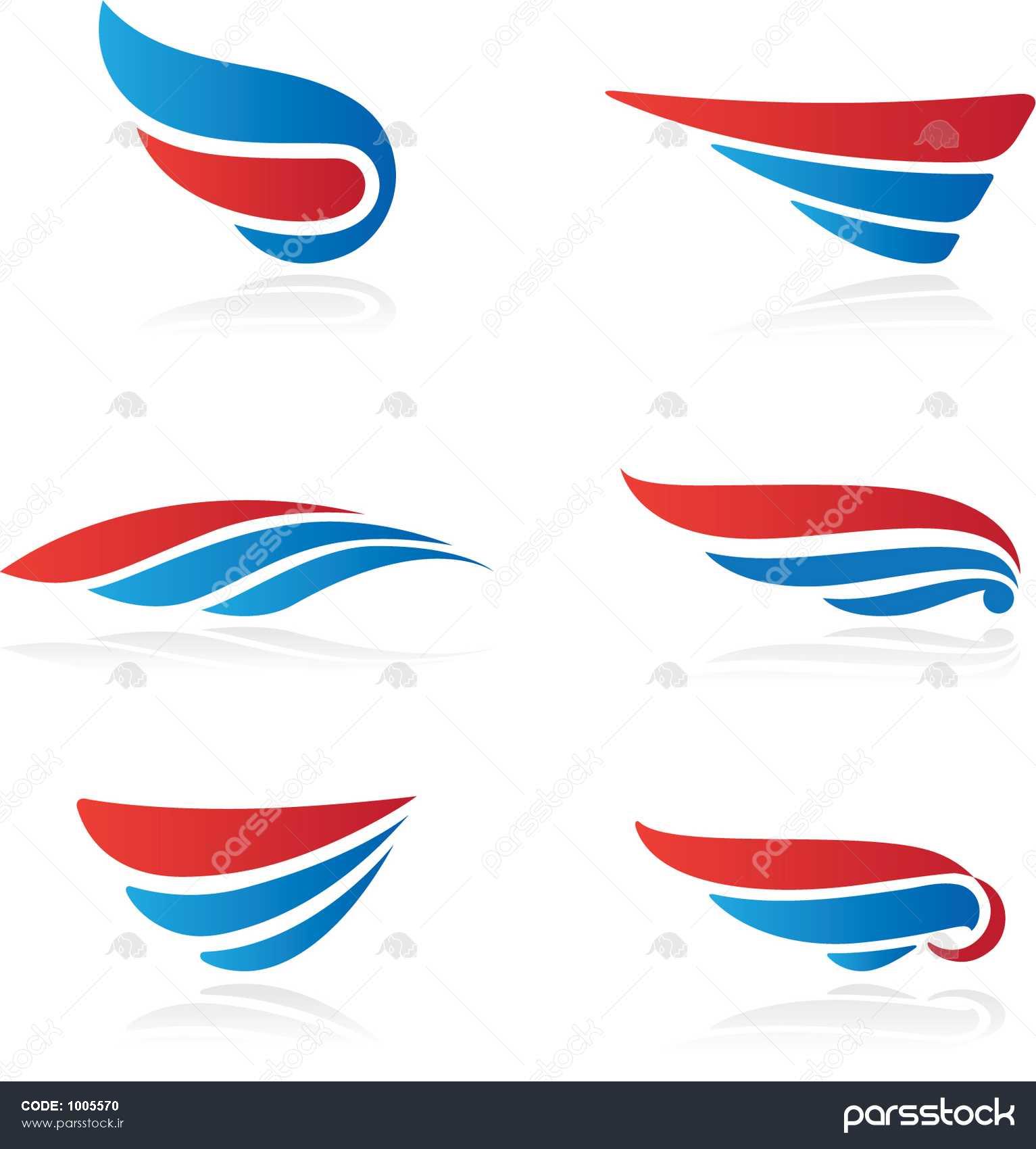 مجموعه ای از 6 نماد به شکل بال 1005570