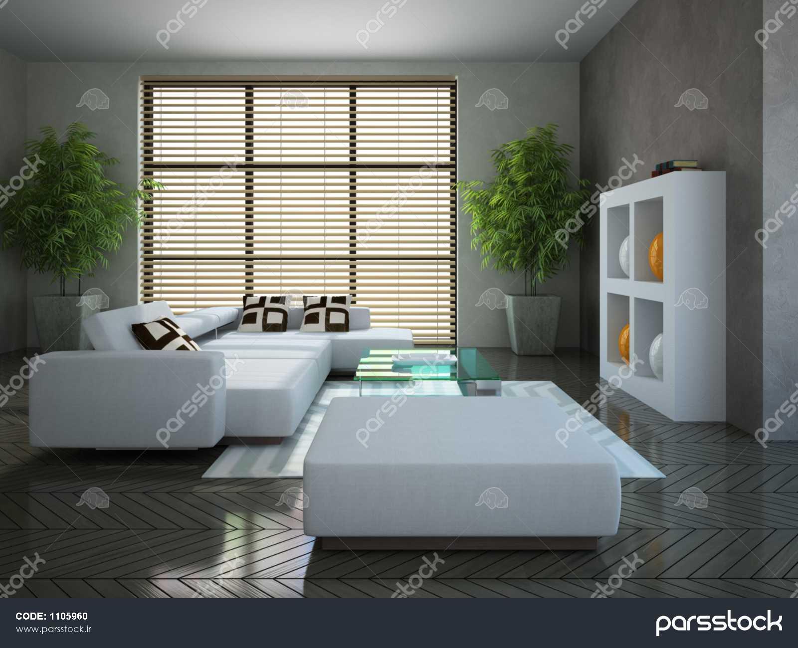 فضای داخلی مدرن با دو گیاه 1105960
