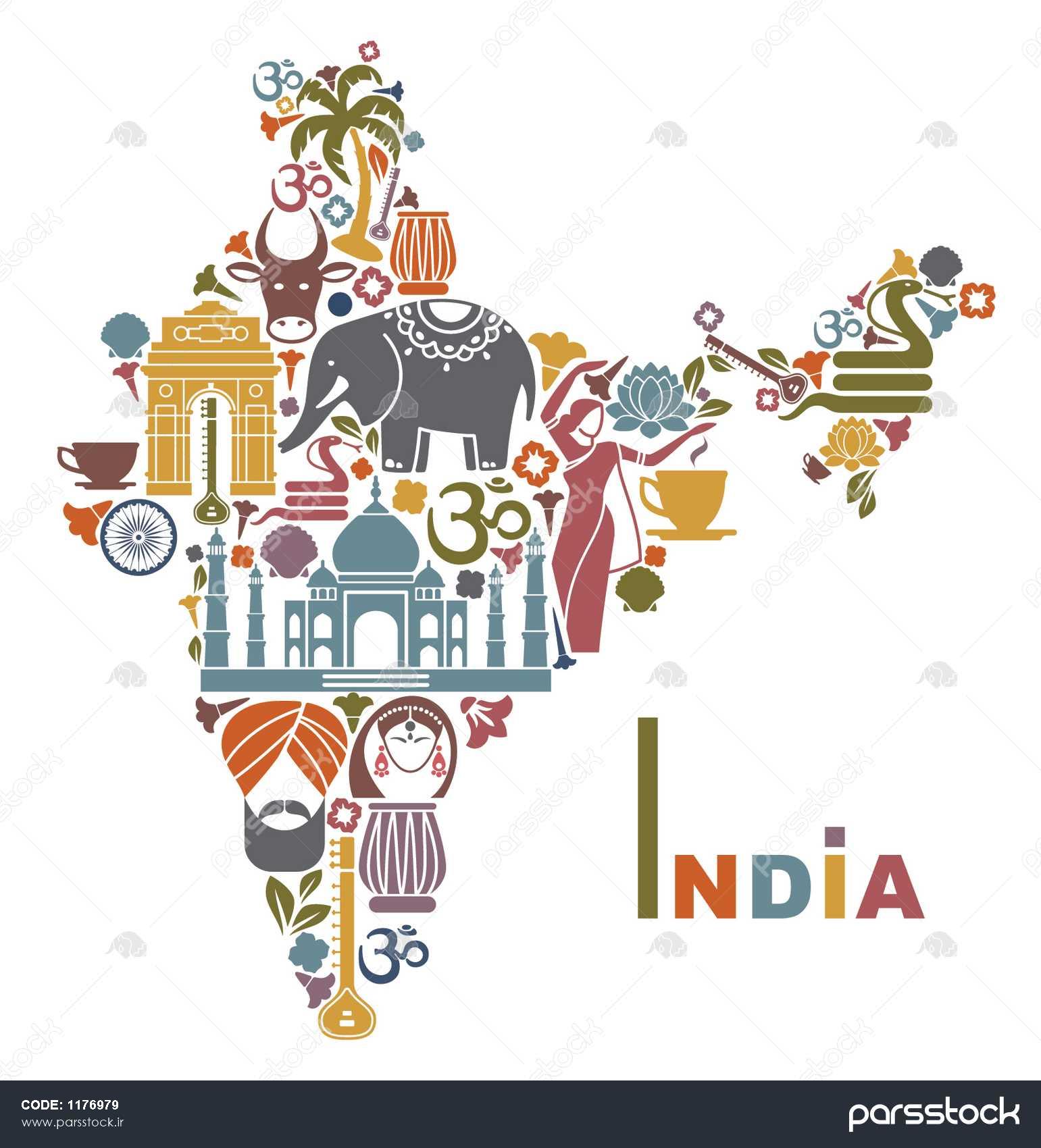 نمادهای سنتی در قالب نقشه هند 1176979