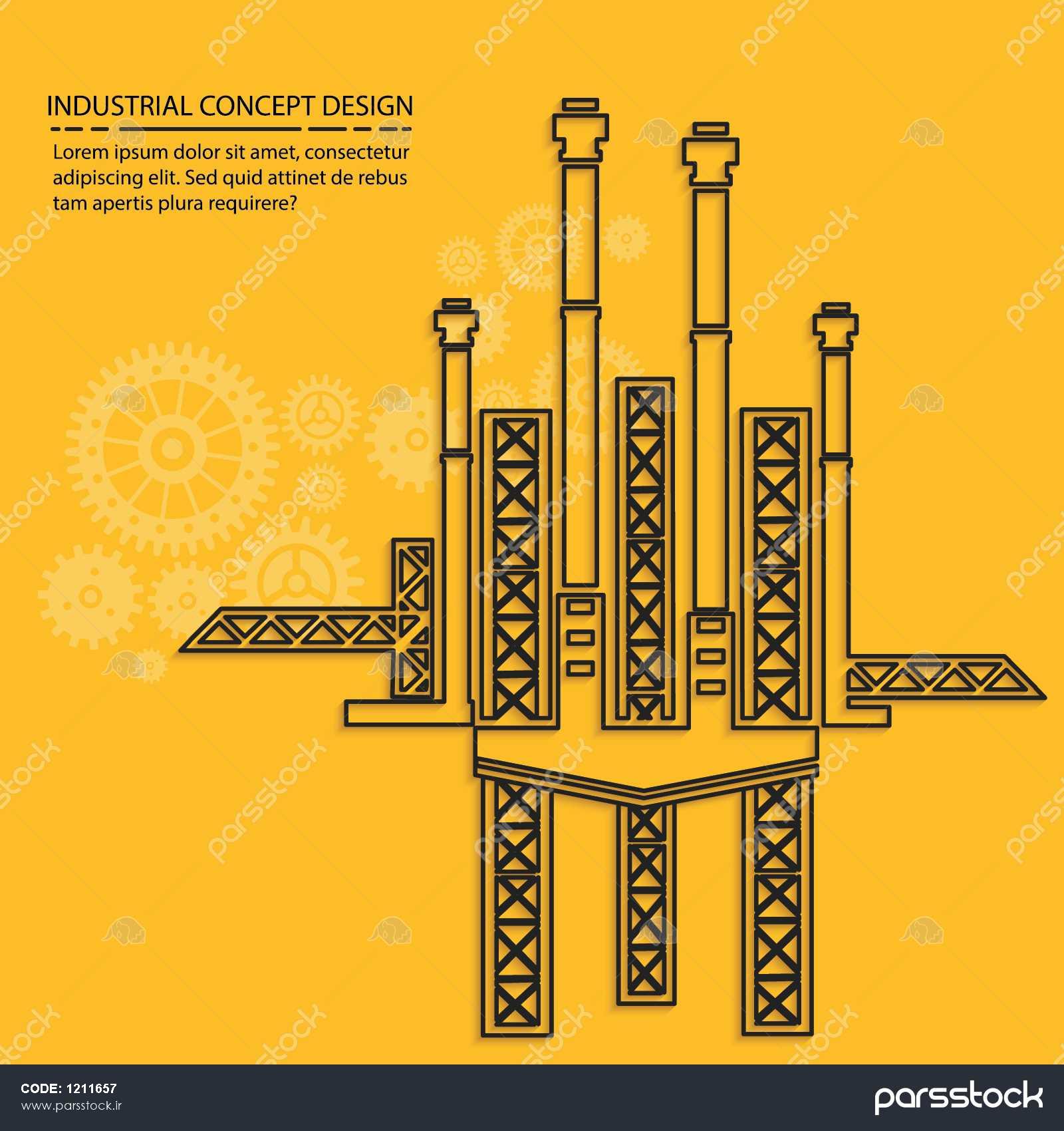 صنعت نفت در پس زمینه زرد وکتور تمیز 1211657