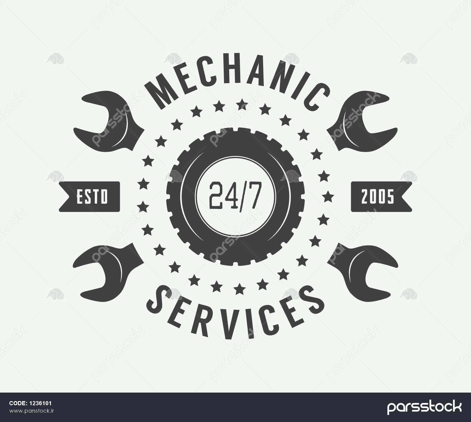 برچسب نشان و آرم مکانیک قدیمی وکتور 1236101