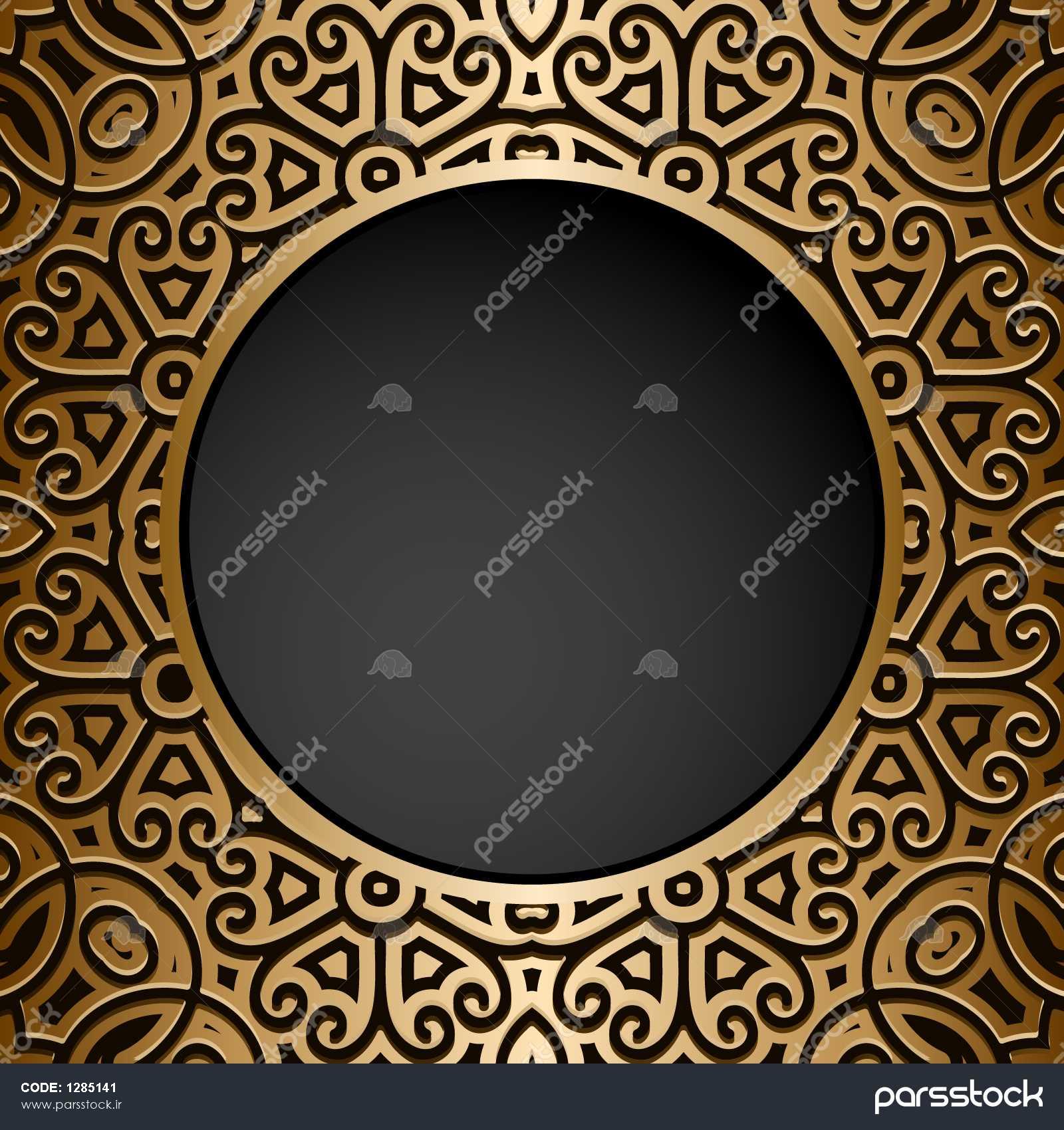 پس زمینه وکتور طلای قدیمی قاب دایره زینتی 1285141
