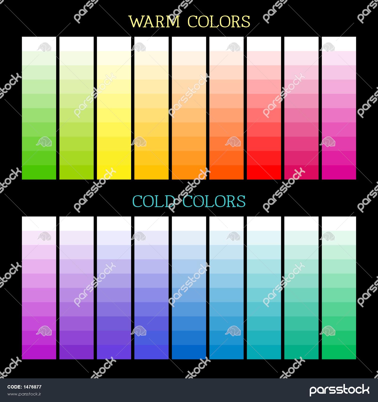 پالت رنگ طیف کامل مجموعه های رنگی گرم و سرد 1476877