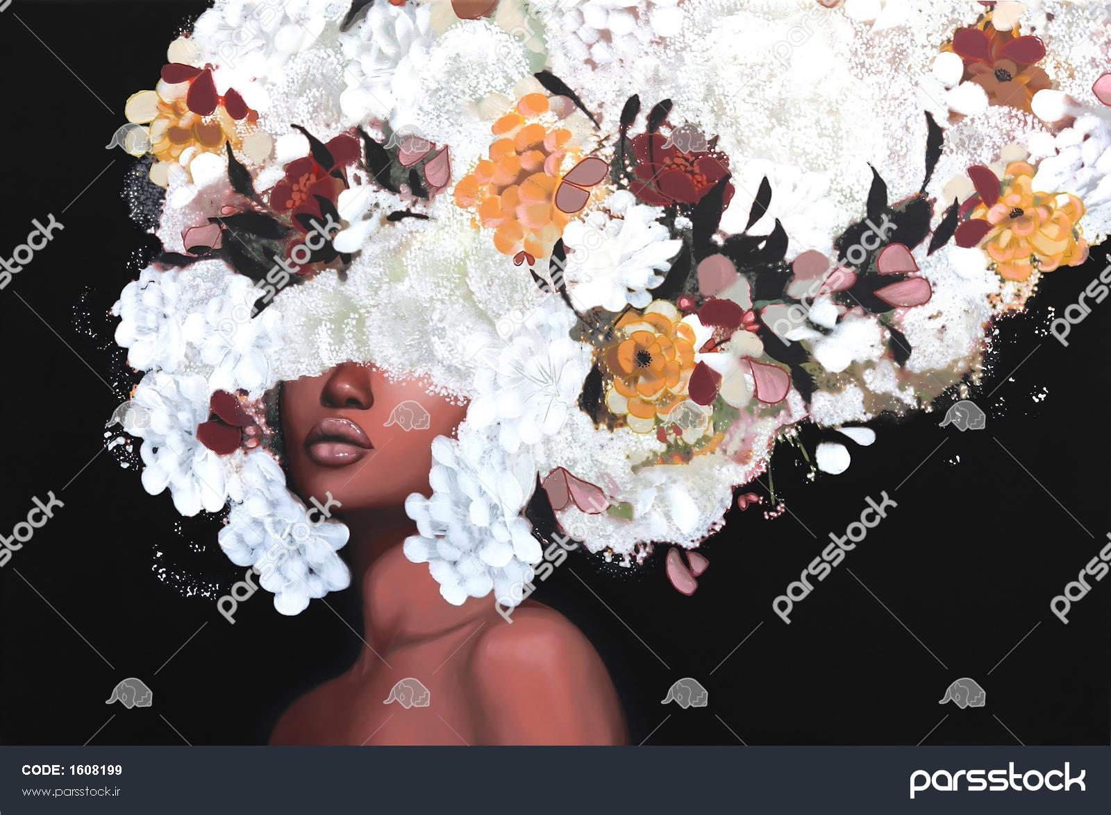 دختر سیاهپوست با تاجی از گل های زیبا 1608199