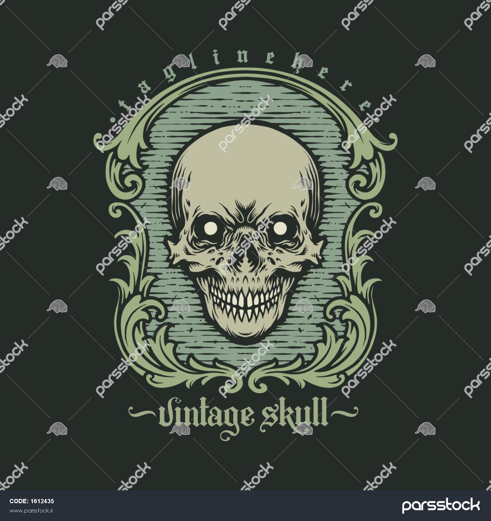 تصاویر تزئینی سبک حکاکی جمجمه قدیمی 1612435
