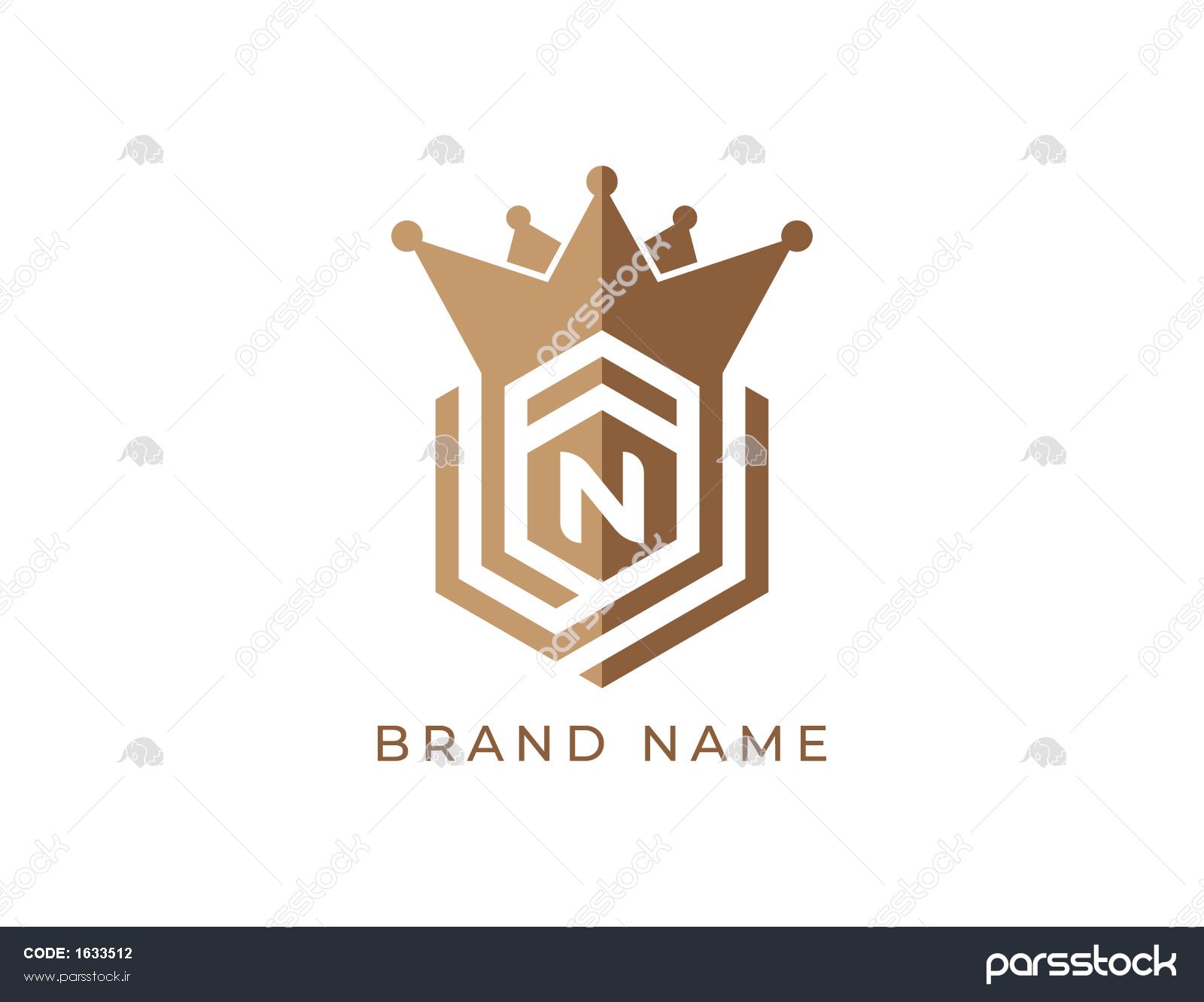 نماد نماد تاج شش گوش با الگوی لوگوی حرف N وکتور 1633512