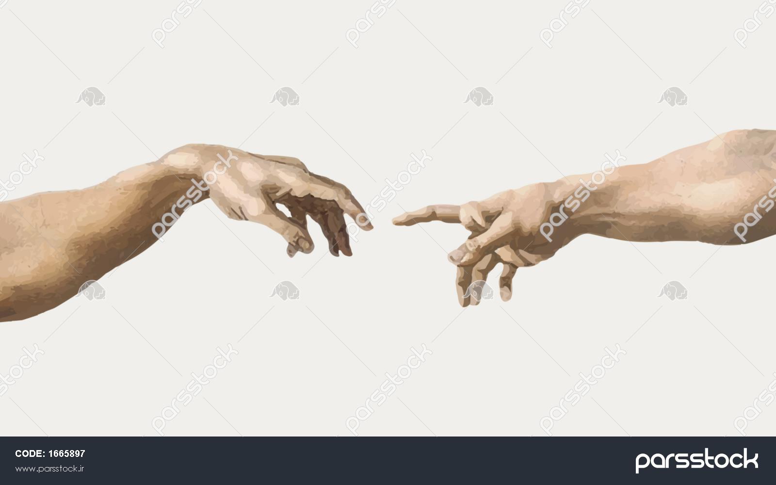 برچسب وکتور دست خدا خلق نقاشی معروف آدم ریمیکس شده از آثار هنری میکل ...