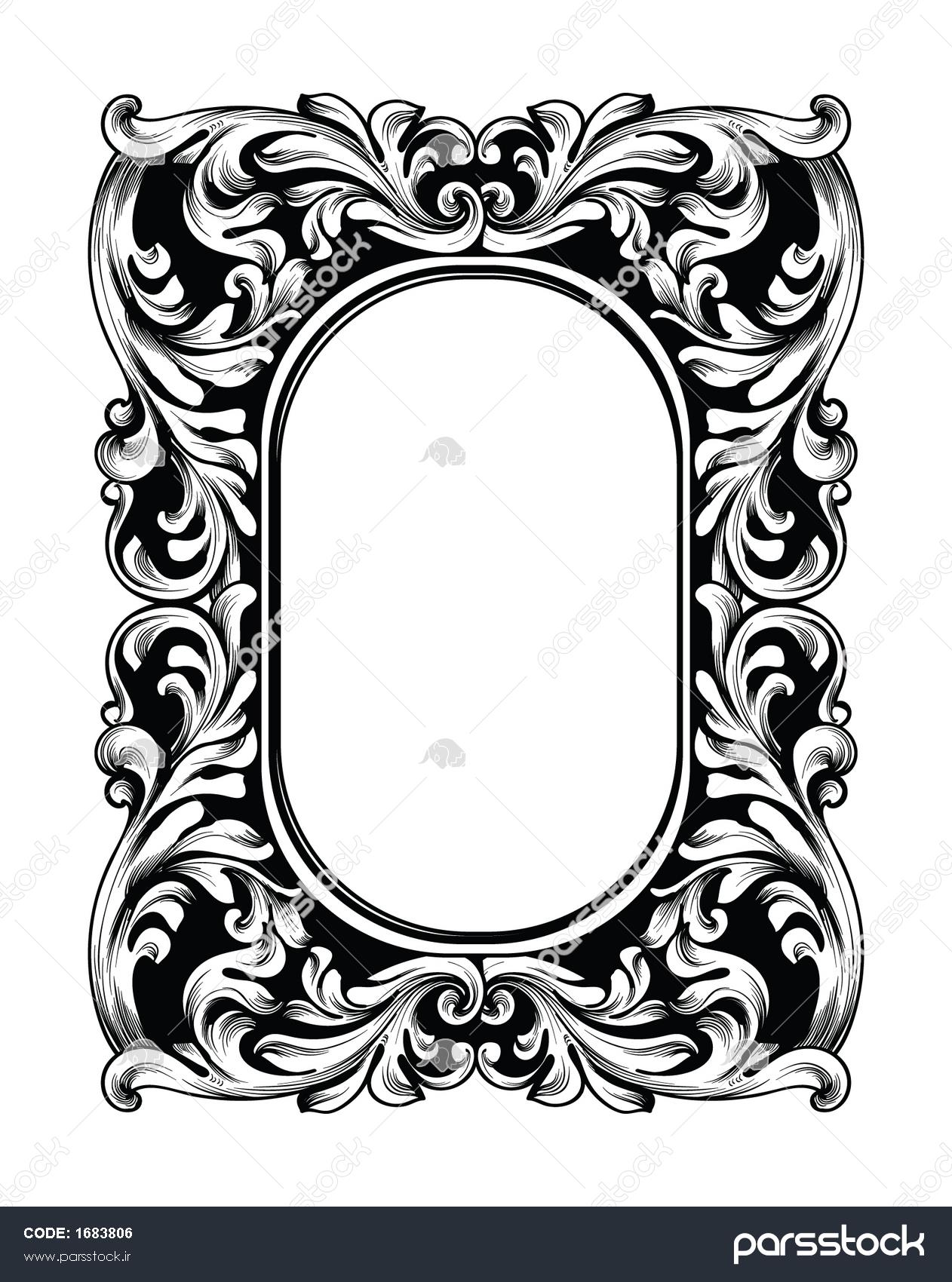 قاب آینه باروک وکتور عناصر طراحی دکور امپراتوری هنرهای خطی زیور آلات ...