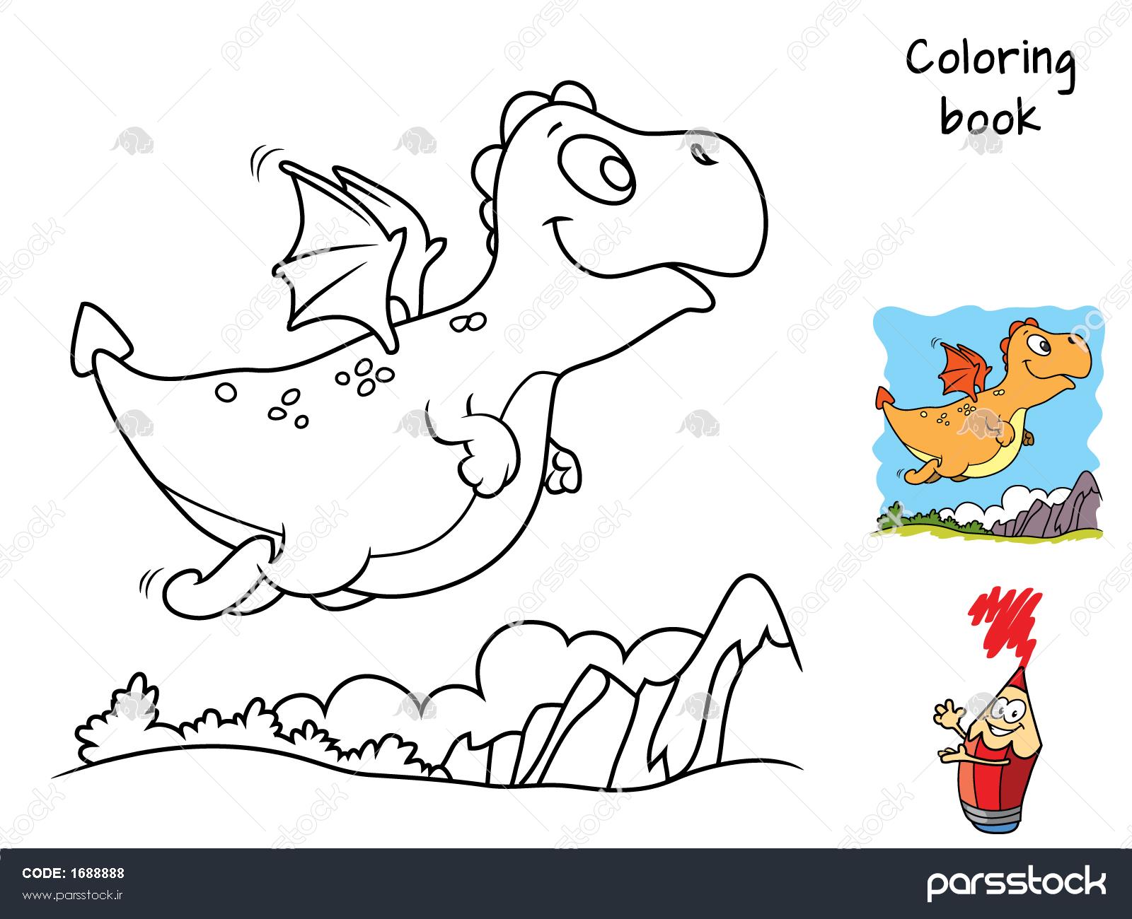 اژدهای پرنده کتاب رنگ آمیزی تصویر برداری کارتونی 1688888