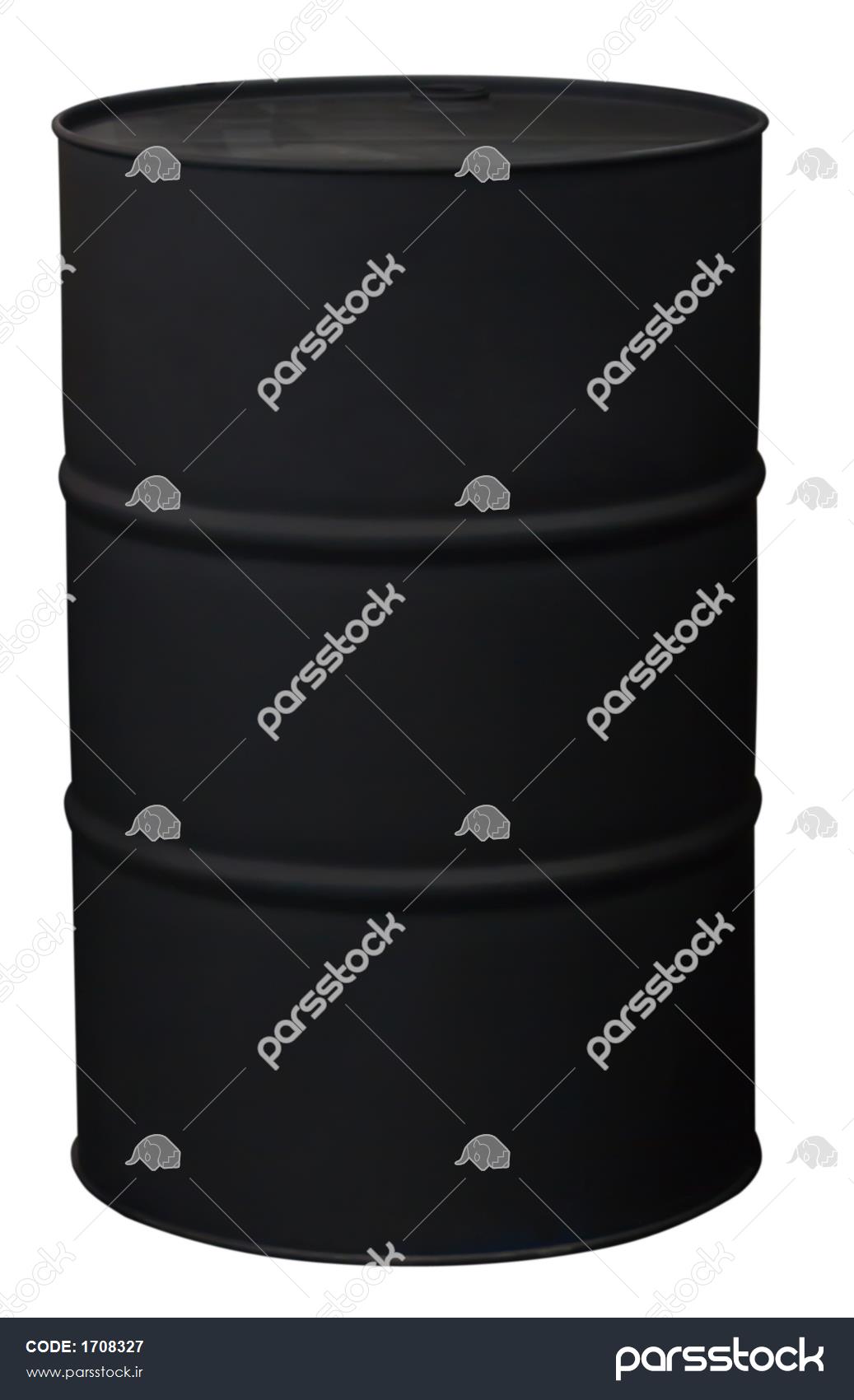 بشکه نفت فلزی رنگ مشکی جدا شده روی پس زمینه سفید با مسیر برش 1708327