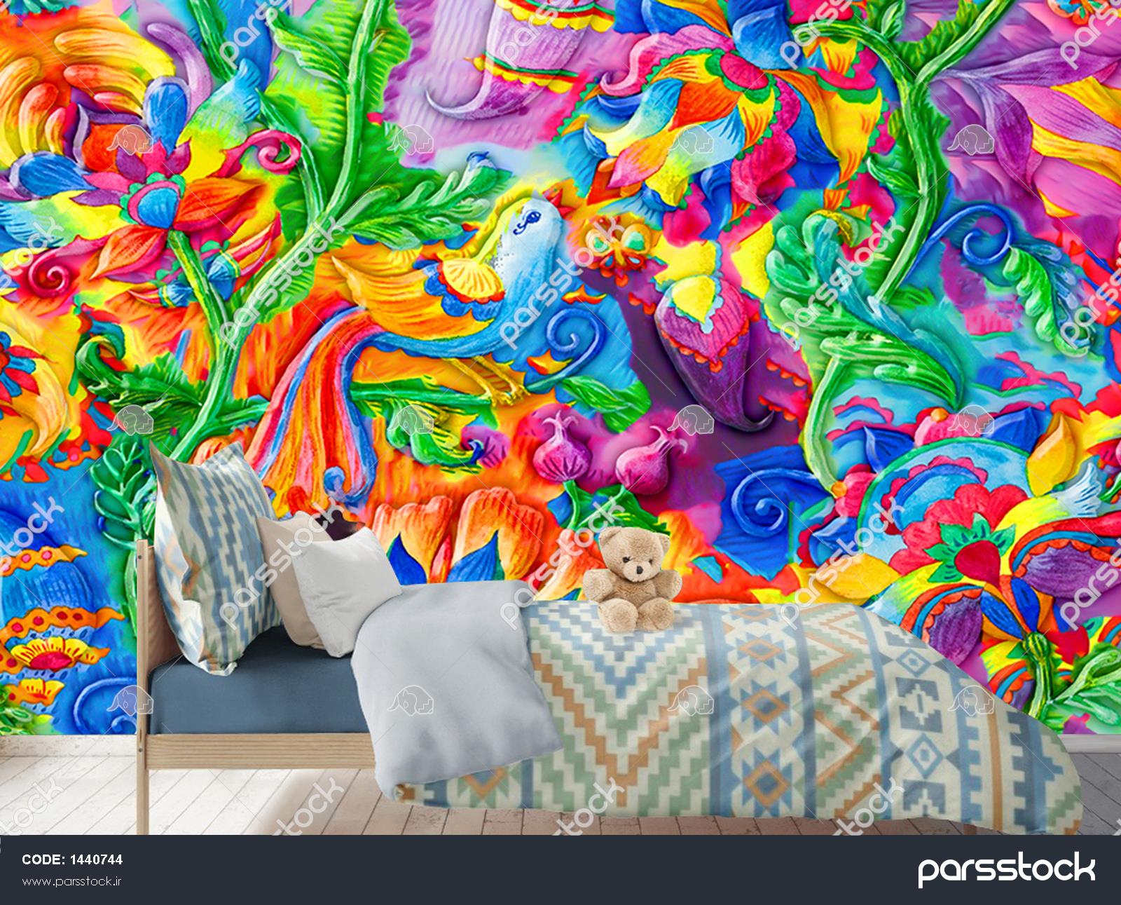 پوستر دیواری سه بعدی گل های رنگارنگ 1440744